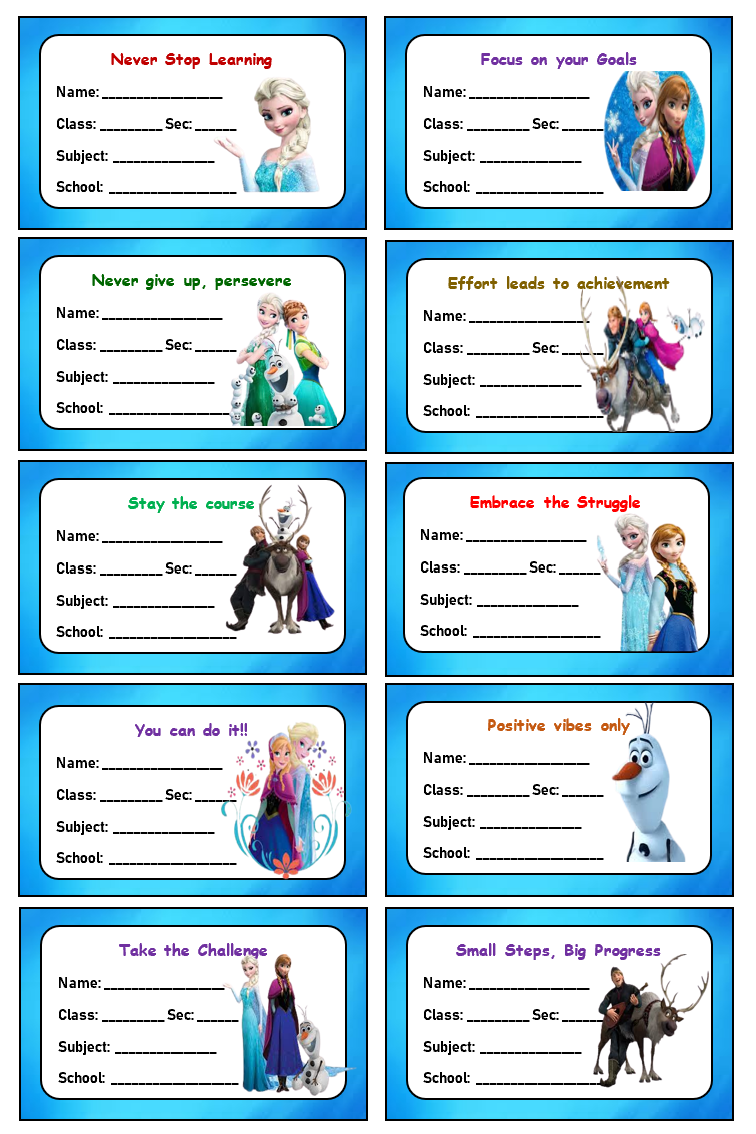 Frozen School labels - Morescorecbse