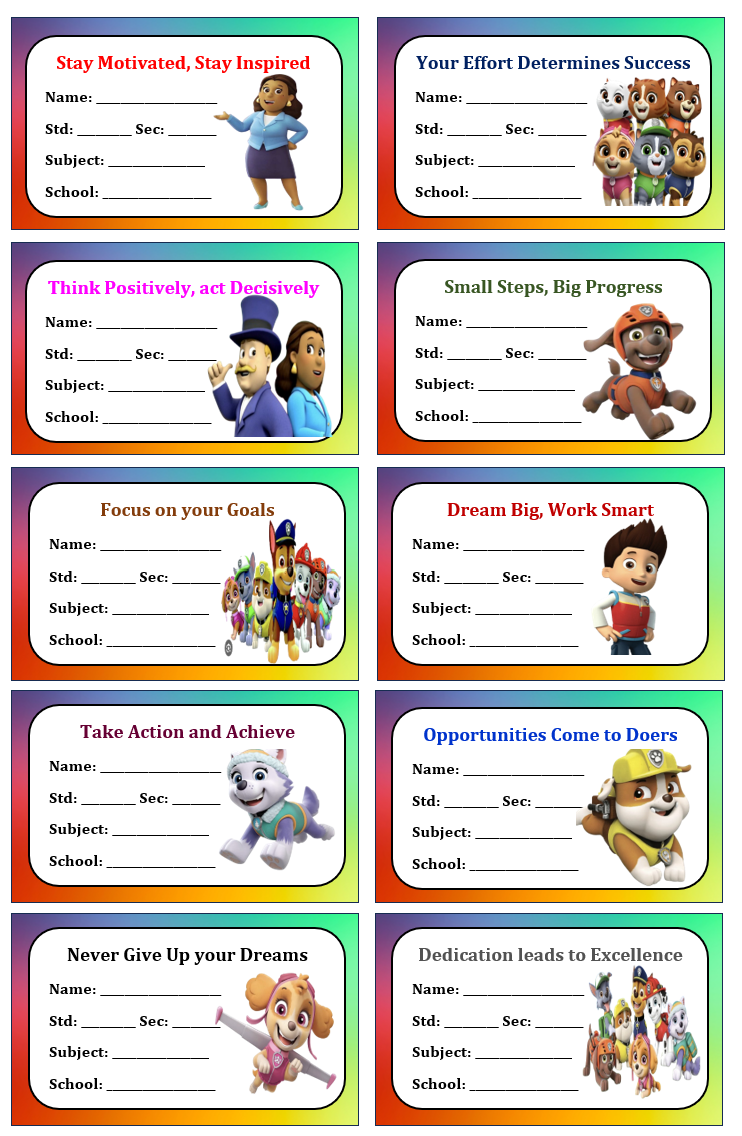 Paw Patrol labels - Morescorecbse