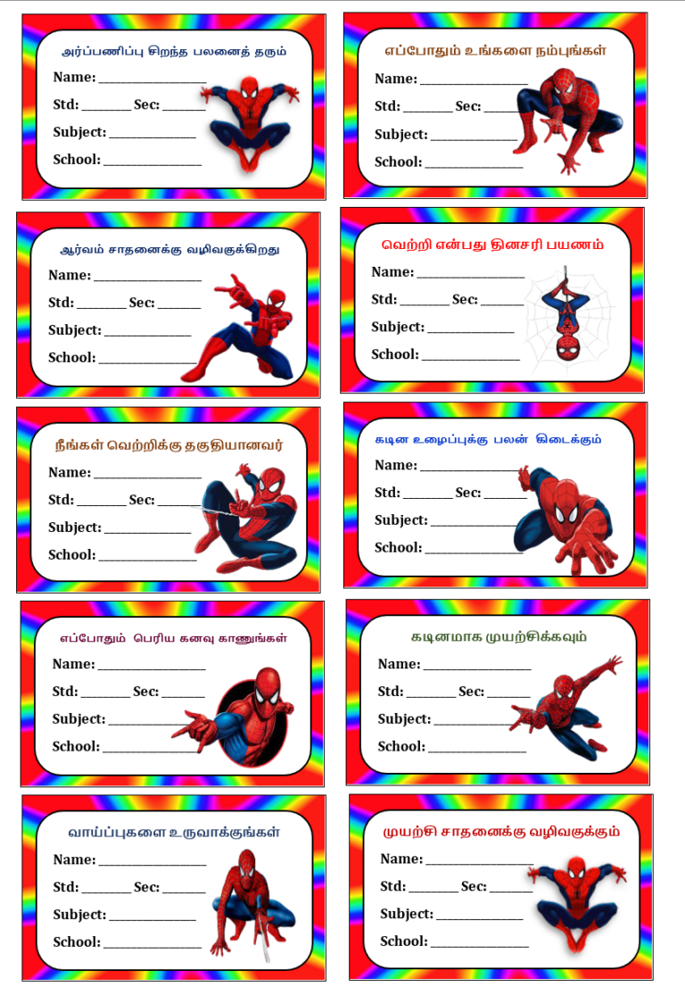 Spider man school labels - Morescorecbse